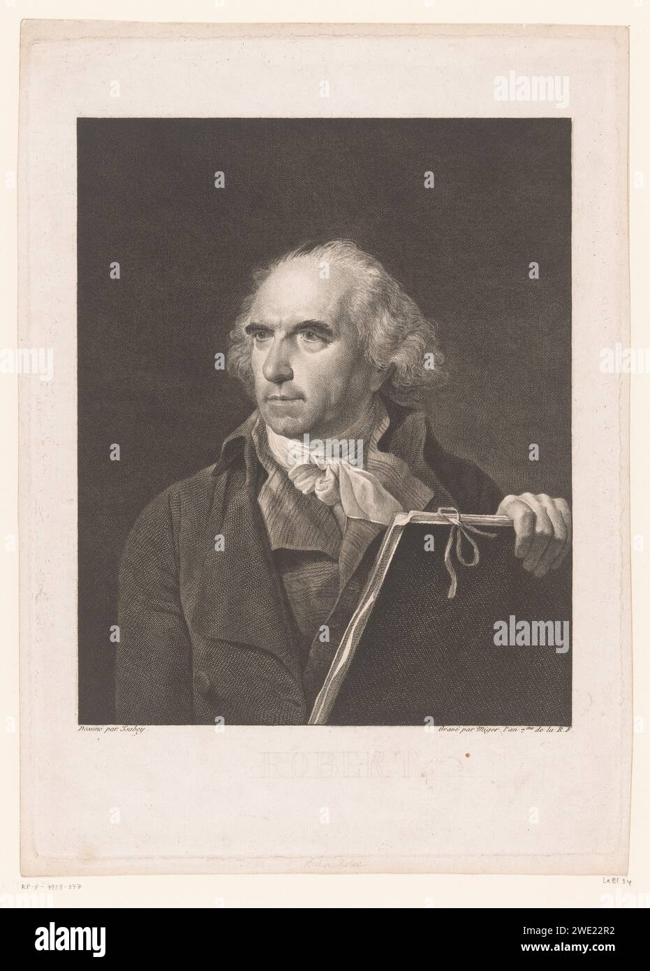 Portrait of Hubert Robert with drawing folder, Simon Charles Miger ...