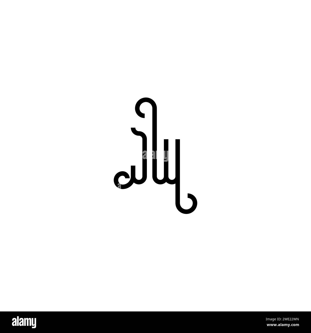 JW simple curved concept initial logo design black and white background ...