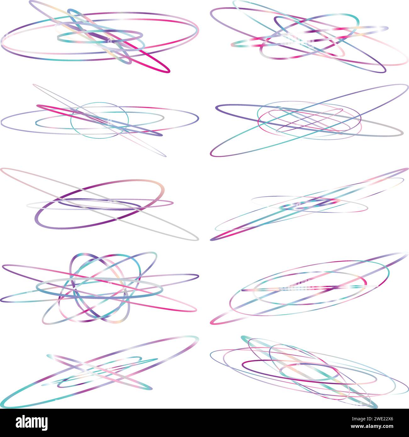 An abstract cut out transparent iridescent oval gradient shape ...