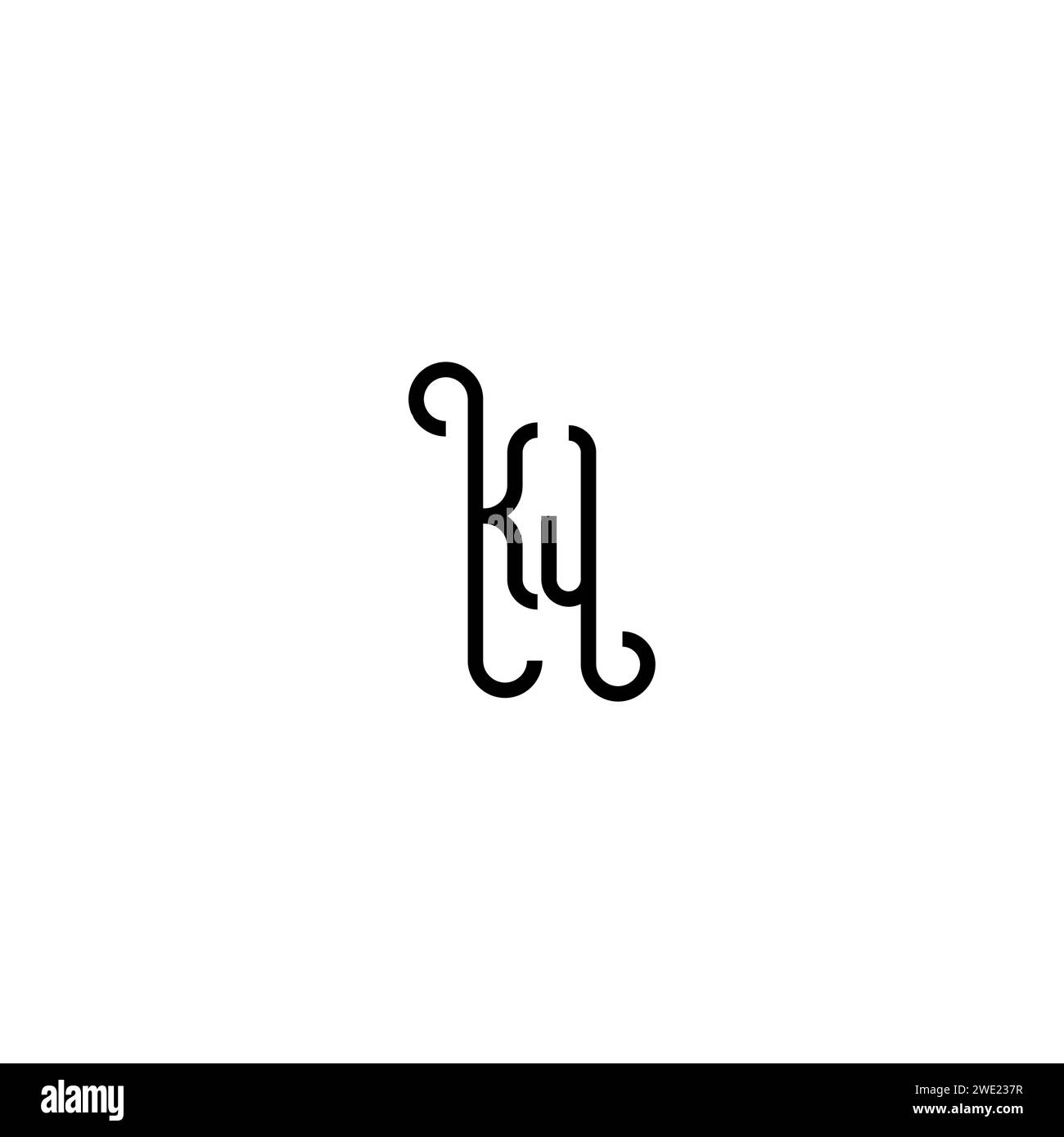 KJ simple curved concept initial logo design black and white background ...