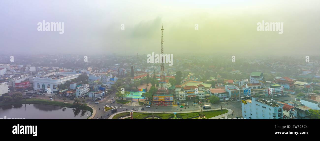 Aerial view of Bao Loc city beautiful tourism destination in central ...