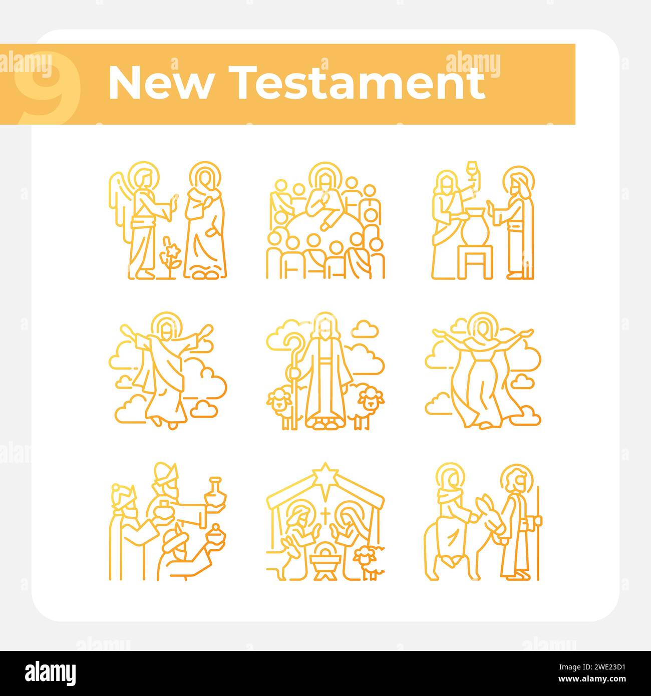 Biblical scenes gradient linear vector icons set Stock Vector Image ... Biblical scenes gradient linear vector icons set Stock Vector Image ...