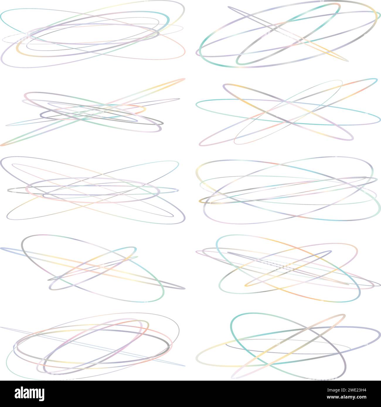 An abstract cut out transparent iridescent oval gradient shape ...