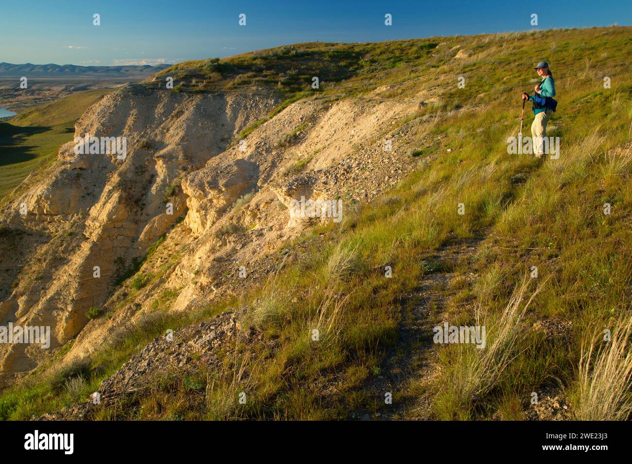 Hiker at White Bluffs, Hanford Reach National Monument, Washington ...