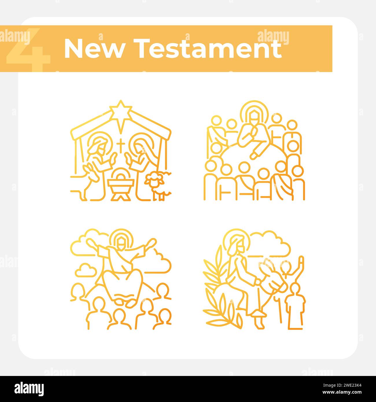 Ministry of Jesus gradient linear vector icons set Stock Vector Image ...