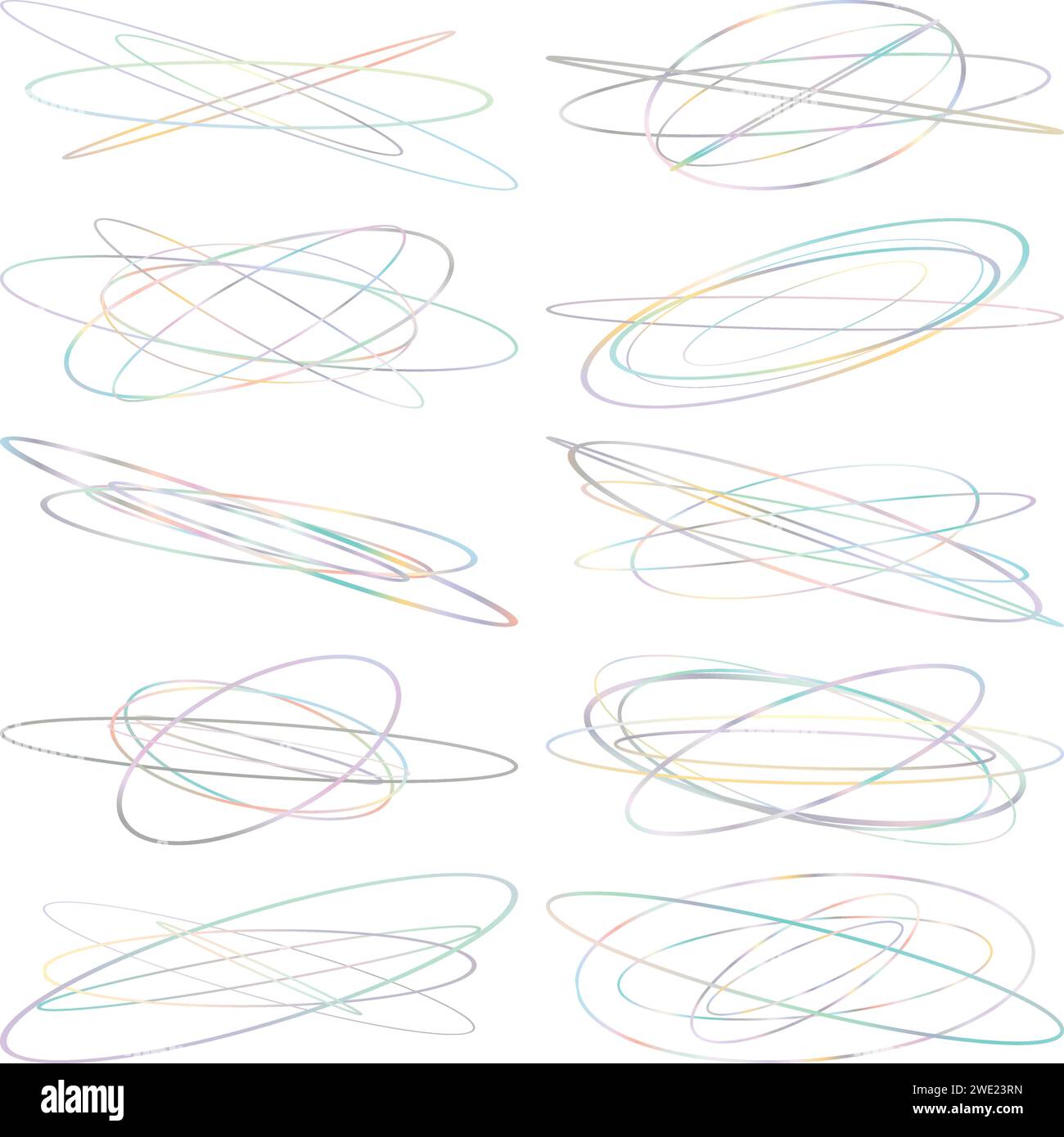 An abstract cut out transparent iridescent oval gradient shape ...