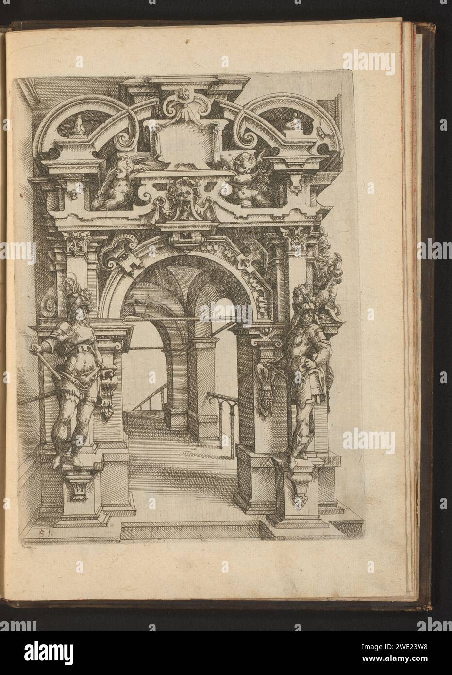 Portal Decorated with putti and flanked by two soldiers, Wendel ...