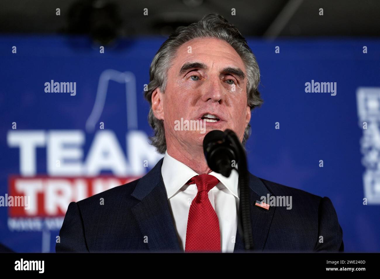 North Dakota Gov Doug Burgum Speaks At A Campaign Rally With