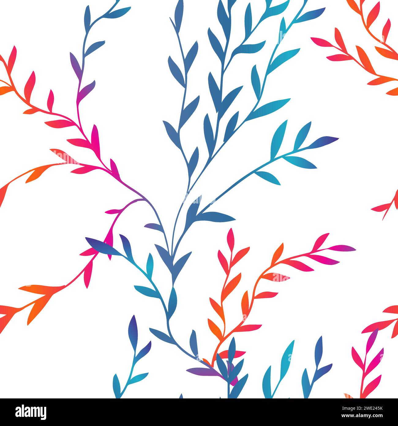 Seamless background gradient twigs. hand drawing. Not AI, Vector ...