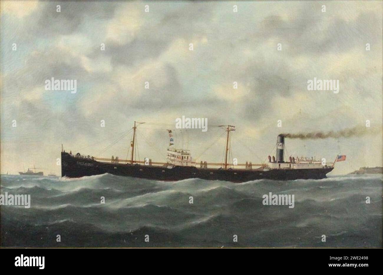 Ship painting by Edward Adam, oil on canvas Stock Photo - Alamy