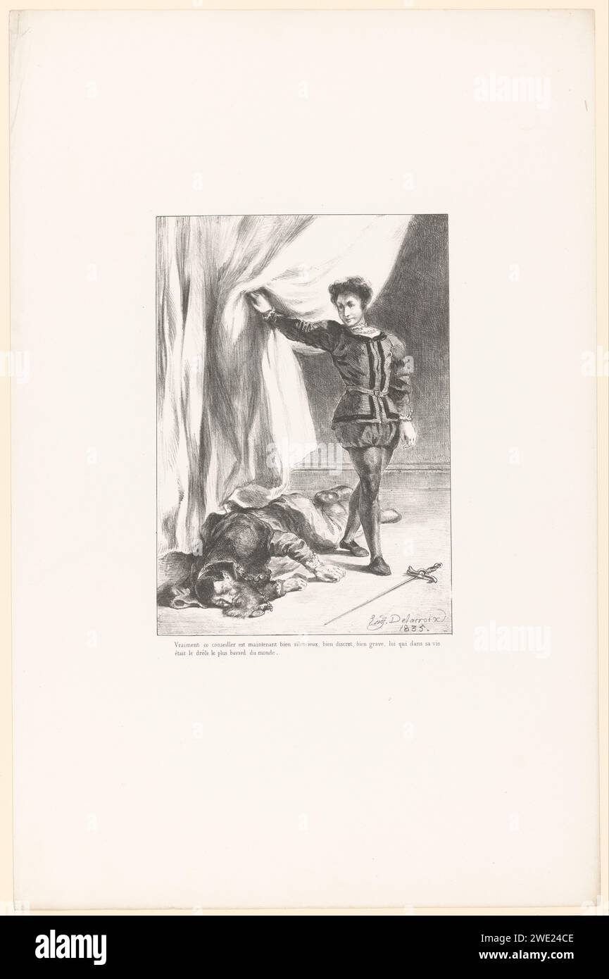 Hamlet at the corpse of Polonius, Eugène Delacroix, 1835 print Print is ...