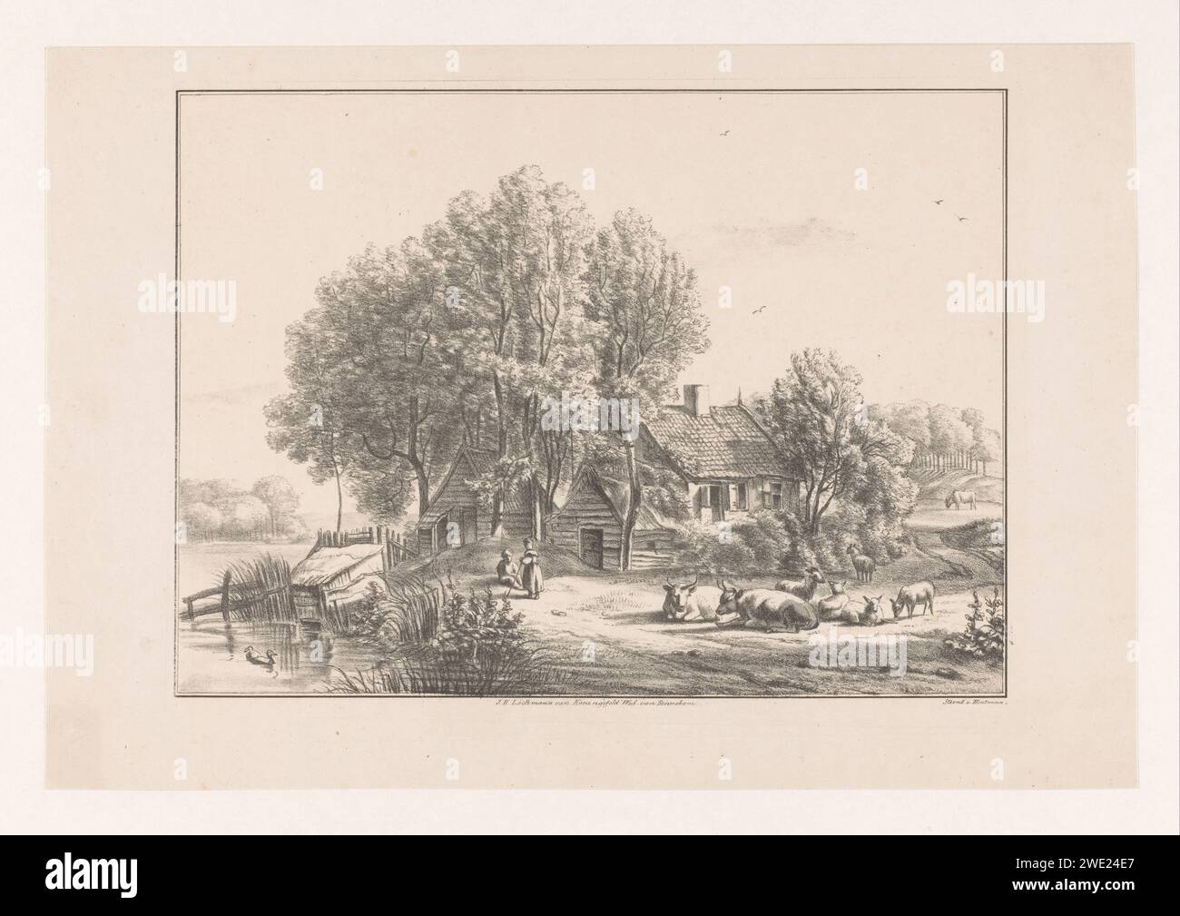 Landscape with farm and cattle, Jacoba Henrietta Lochman van ...