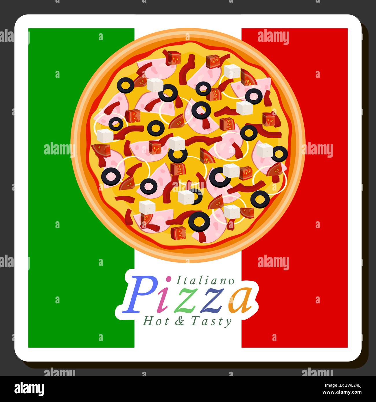 Illustration on theme big hot tasty pizza to pizzeria menu, Italian ...