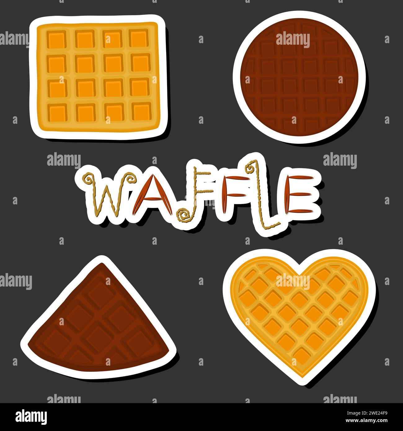 Illustration on theme big kit different types biscuit waffle with cell ...