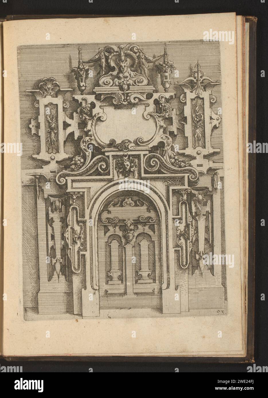 Portal with mascarons, grotesken, a cartouche and rolling, Wendel ...