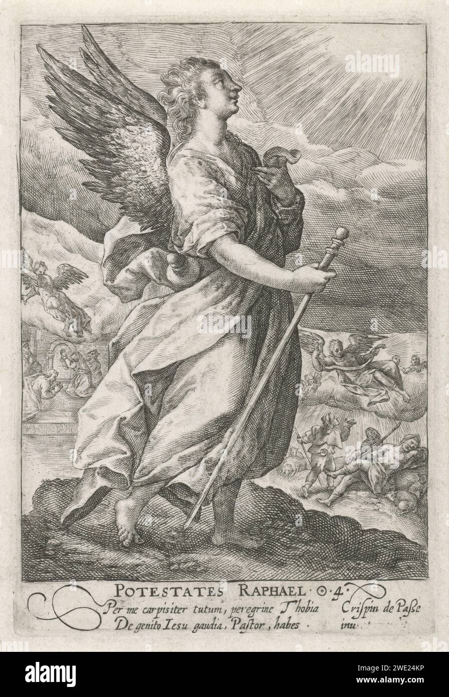 Archangel Rafaël, Crispijn van de Passe (I), 1574 - 1637 print The ...