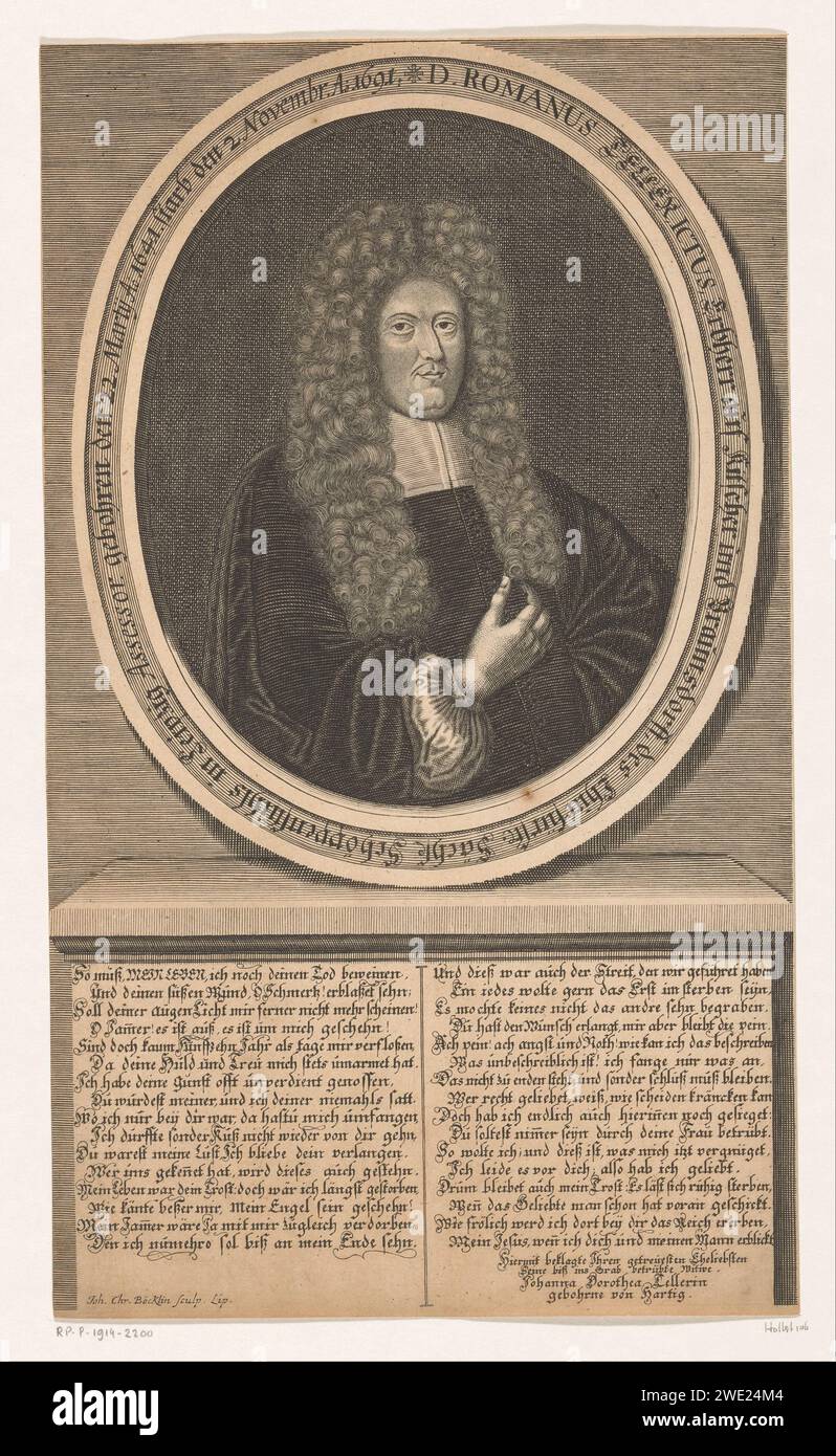 PortraT van Romanus I Teller, Johann Christoph Boecklin, 1691 - 1709 ...