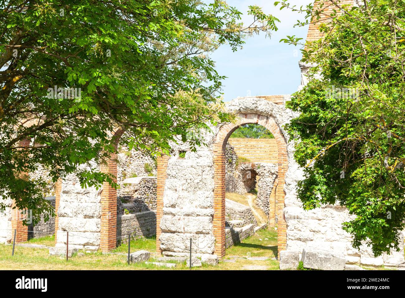 Section of amphitheater are the ruins of a 1st-century architectural ...