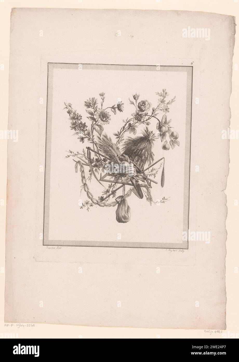 Trophy with agricultural objects, Etienne Claude Voysard, After Pierre ...