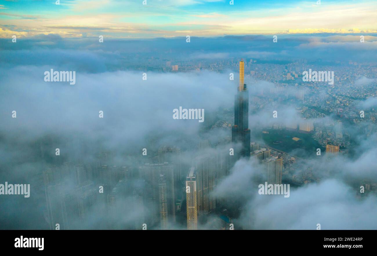 Aerial view of the top of the tallest skyscraper in Ho Chi Minh City on ...