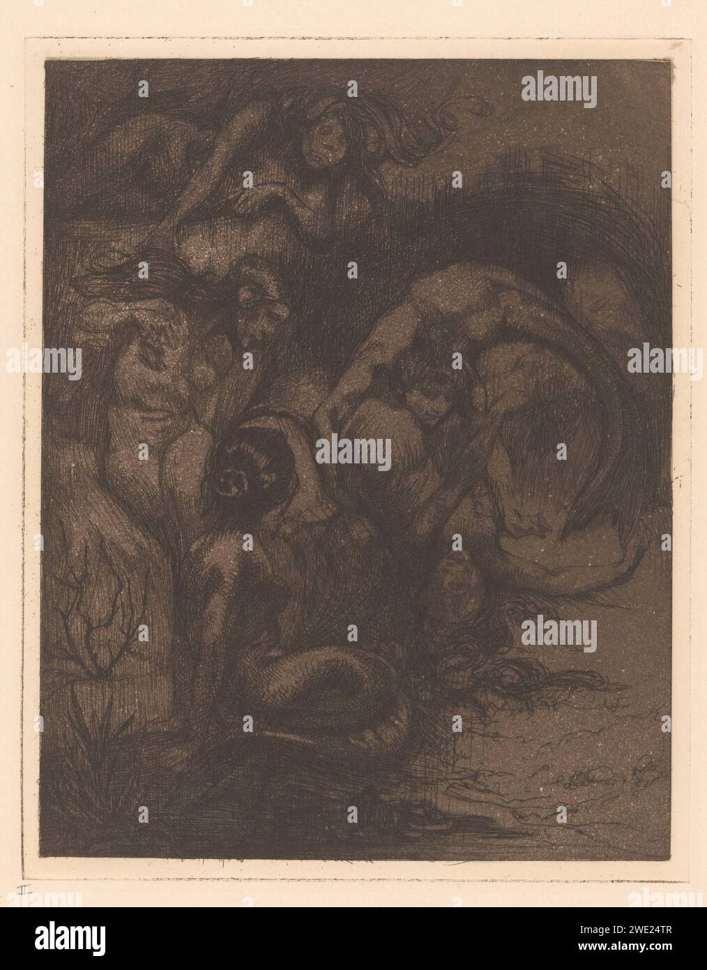 Five Mermaids, Johannes Josephus Aarts, 1881 - 1934 print A group of ...