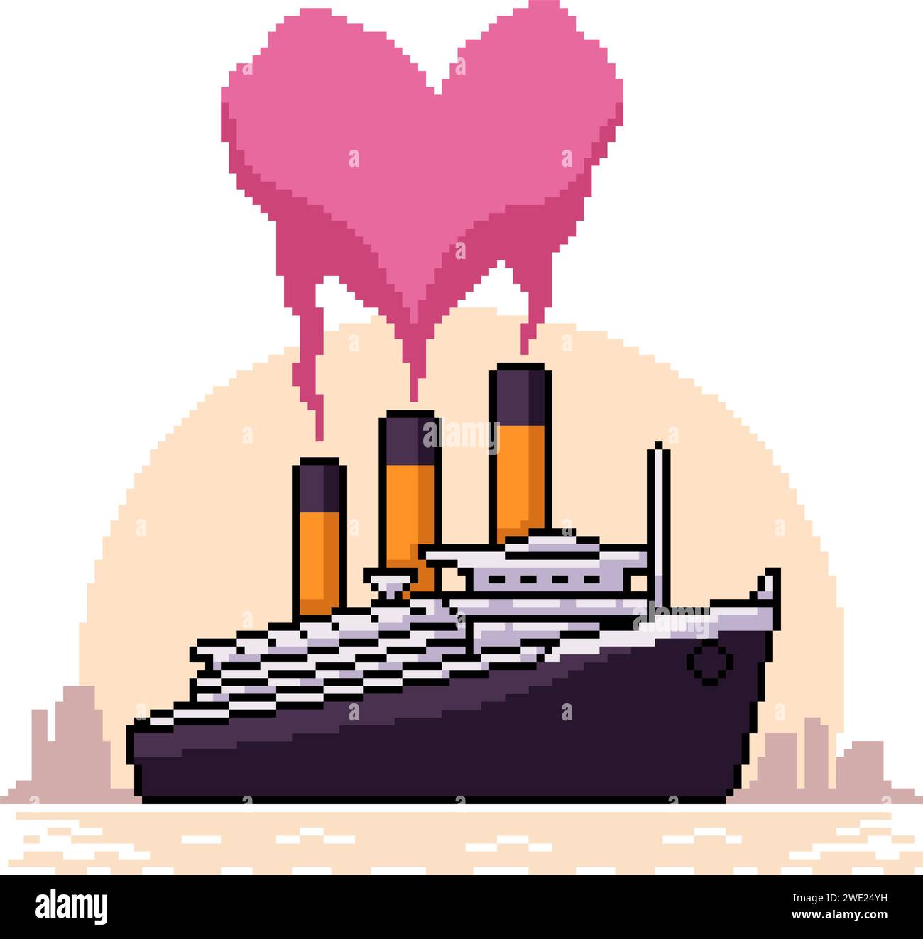 pixel art of romantic cruise ship Stock Vector Image & Art - Alamy