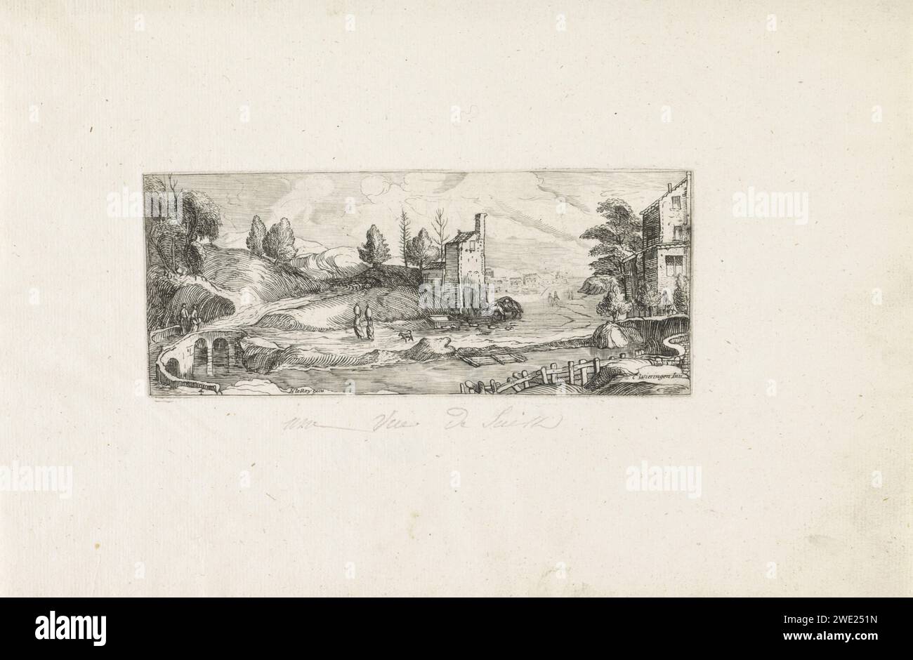 River landscape with two women on a bridge, Cornelis Claesz van ...