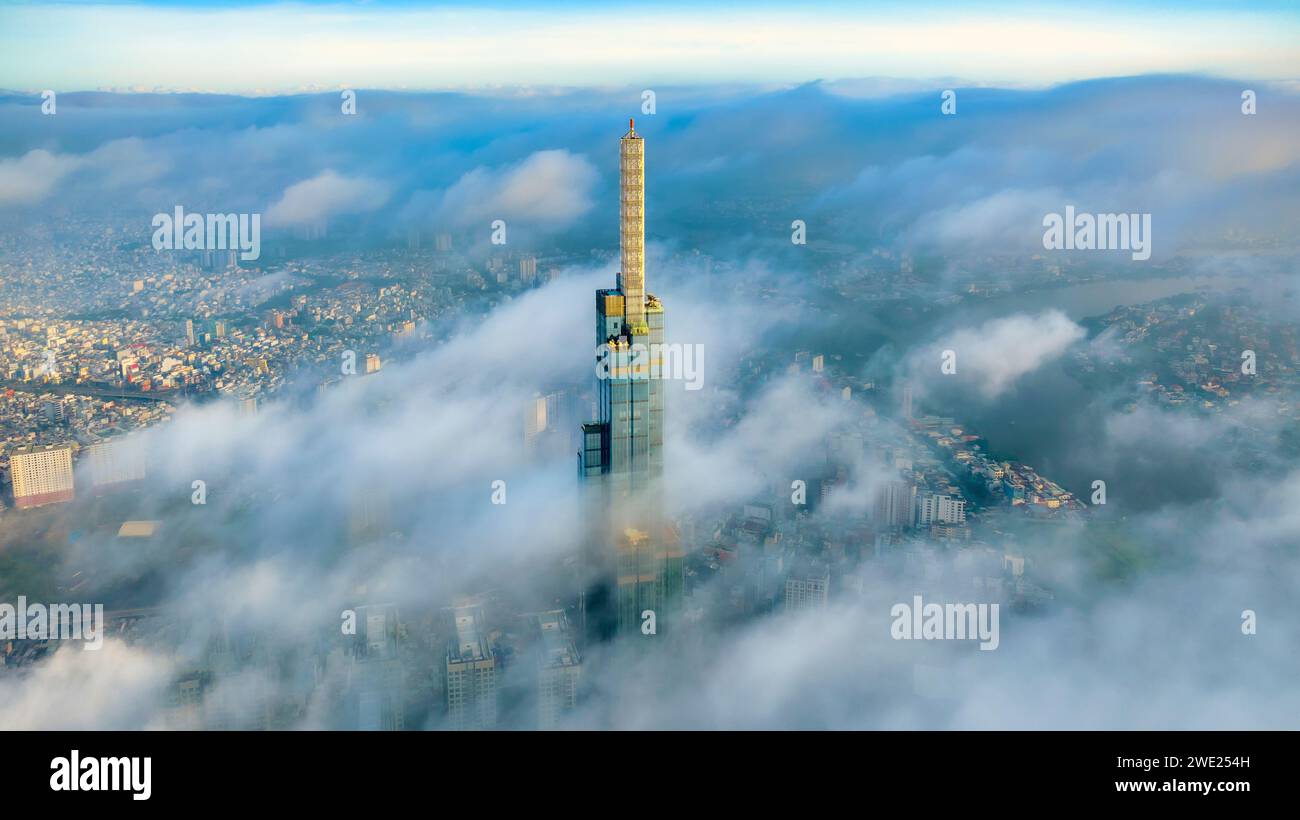 Aerial view of the top of the tallest skyscraper in Ho Chi Minh City on ...