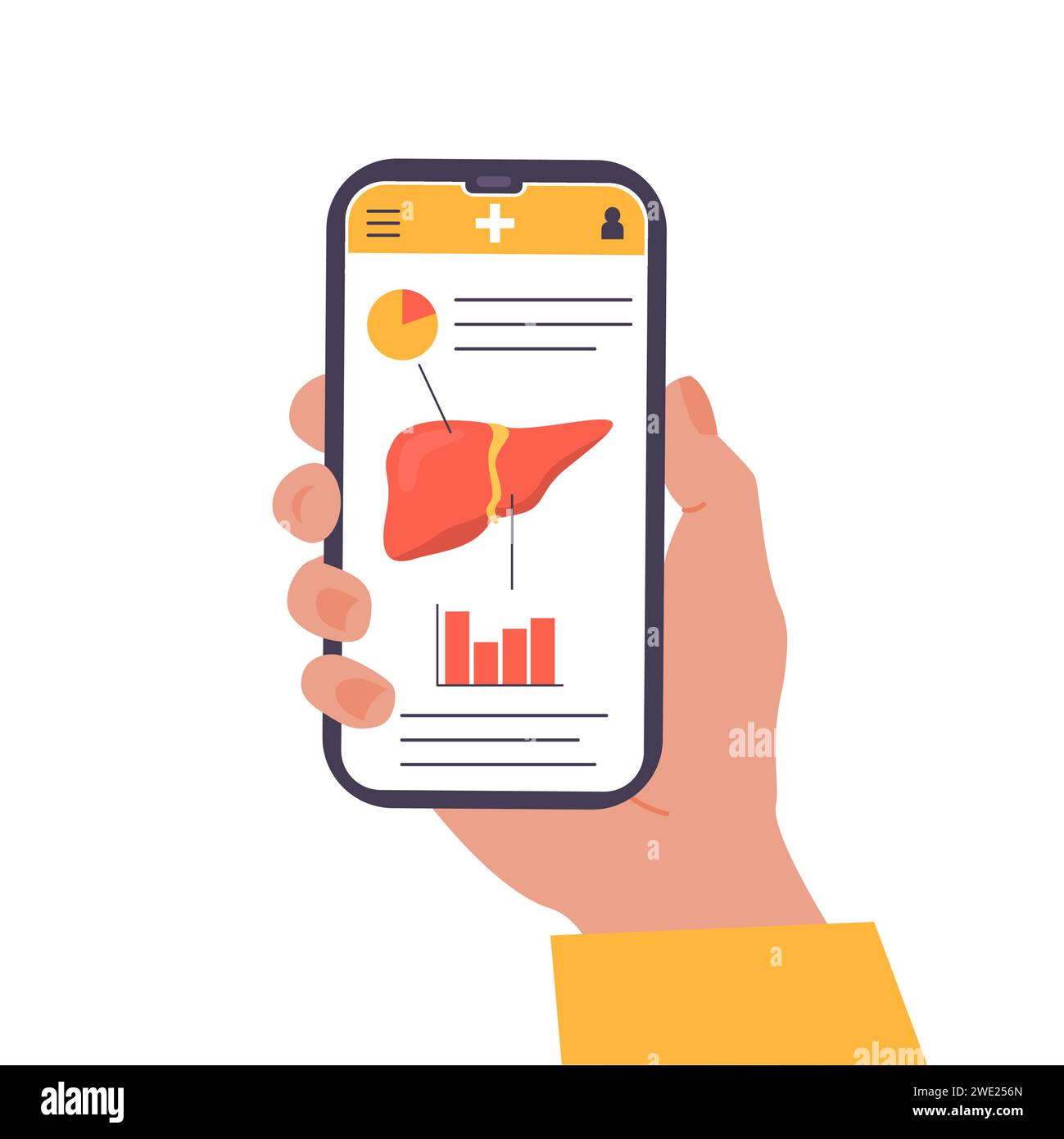 Concept of mobile app on screen explaining Liver Human Organ. Online ...