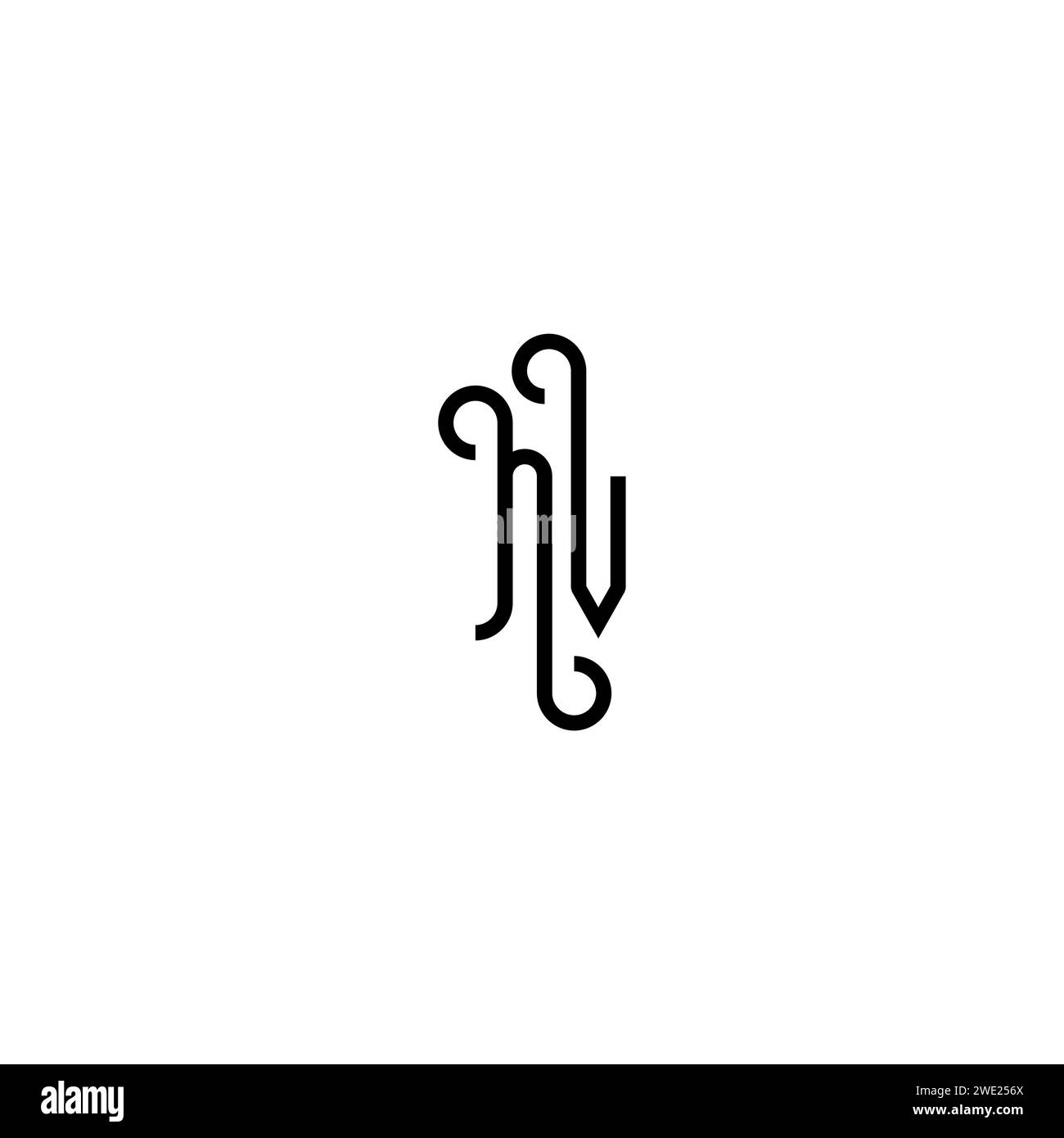 NV simple curved concept initial logo design black and white background ...