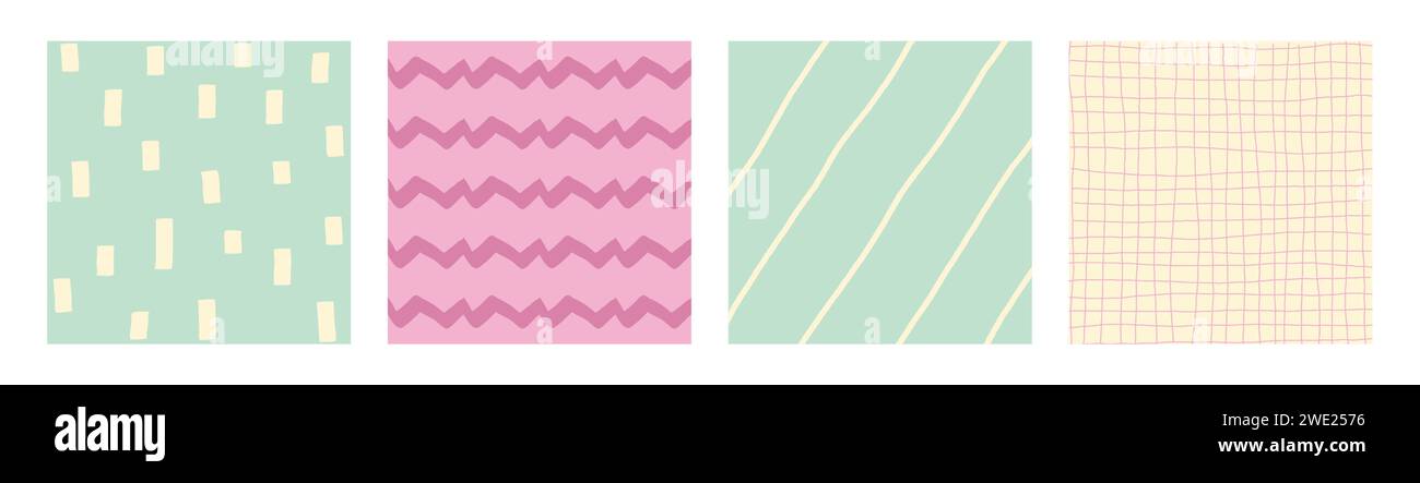 Simple Geometric Hand Drawn Irregular Patterns.Cute Colored Doodle ...