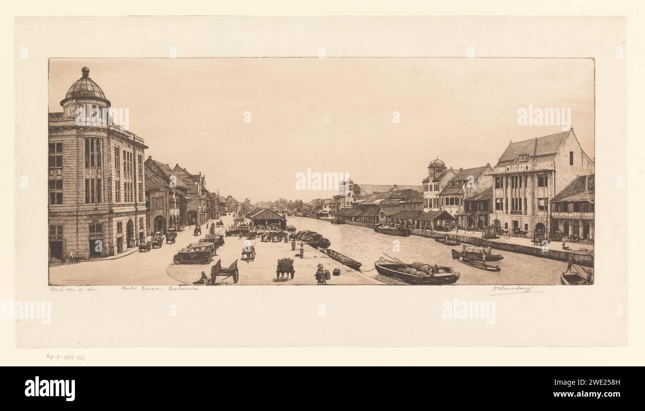View of the Kali Besar in Batavia, Dirk Homberg, 1926 print paper ...