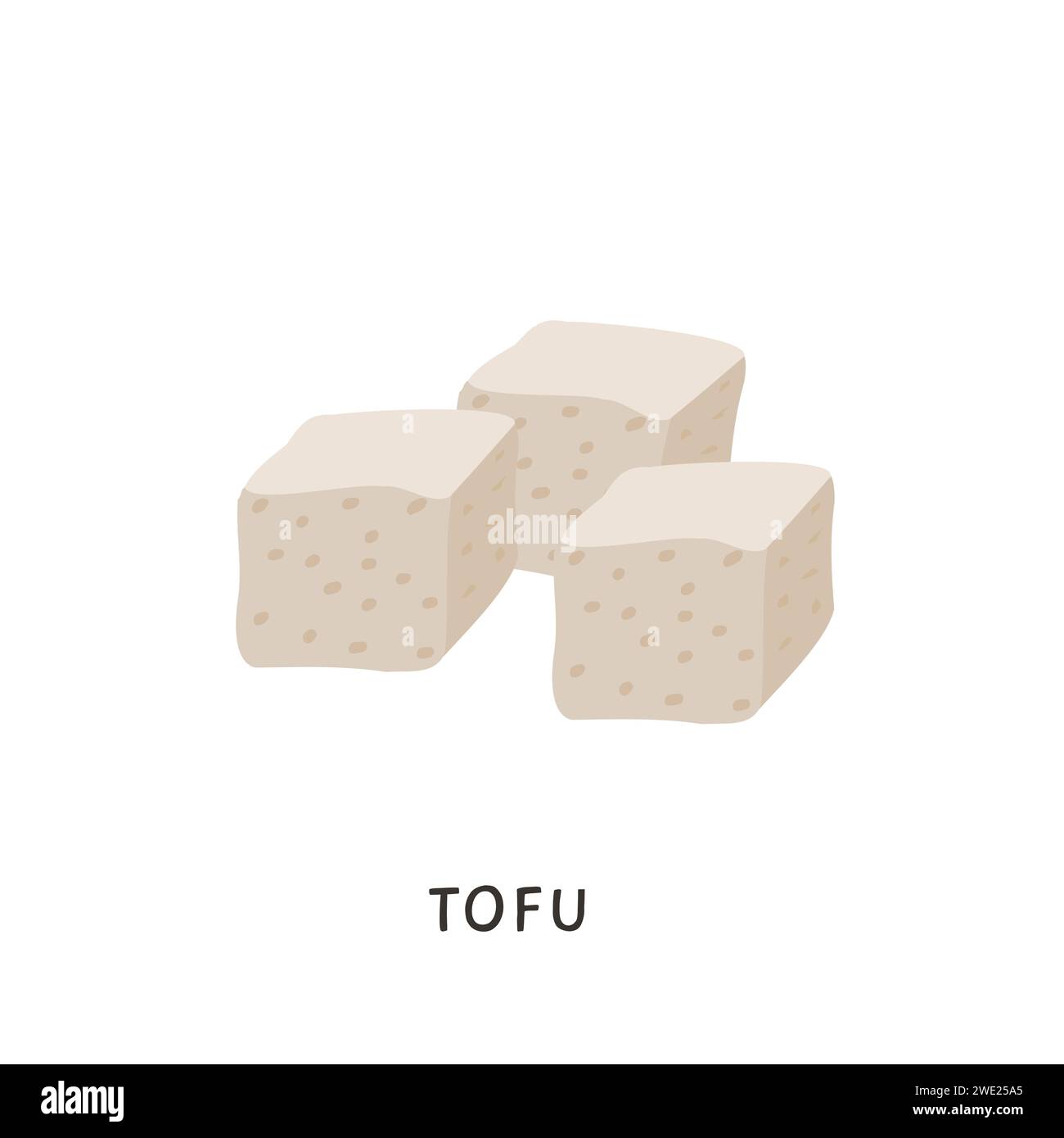 Sliced tofu cubes. Vegan organic soy cheese diced isolated on white ...