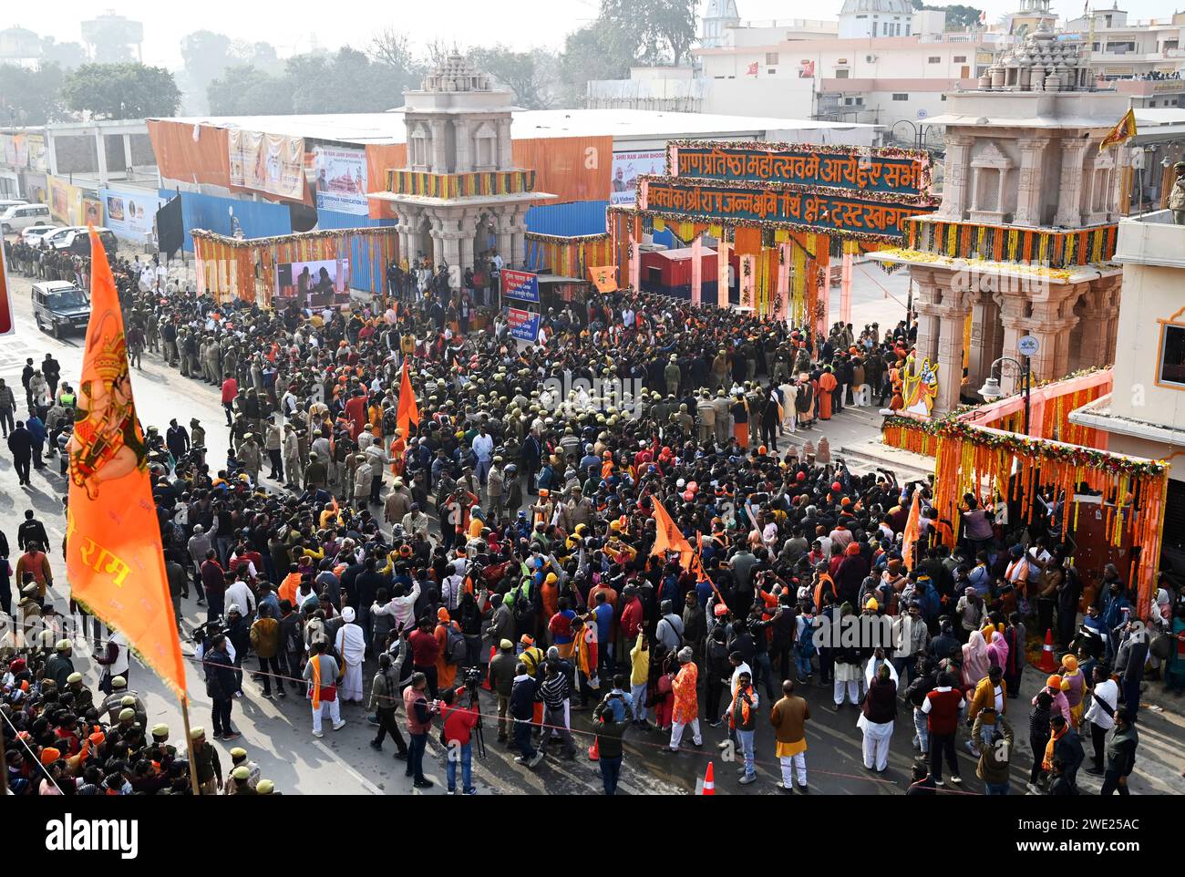 AYODHYA, INDIA - JANUARY 22: Thousand of devotees came from various ...