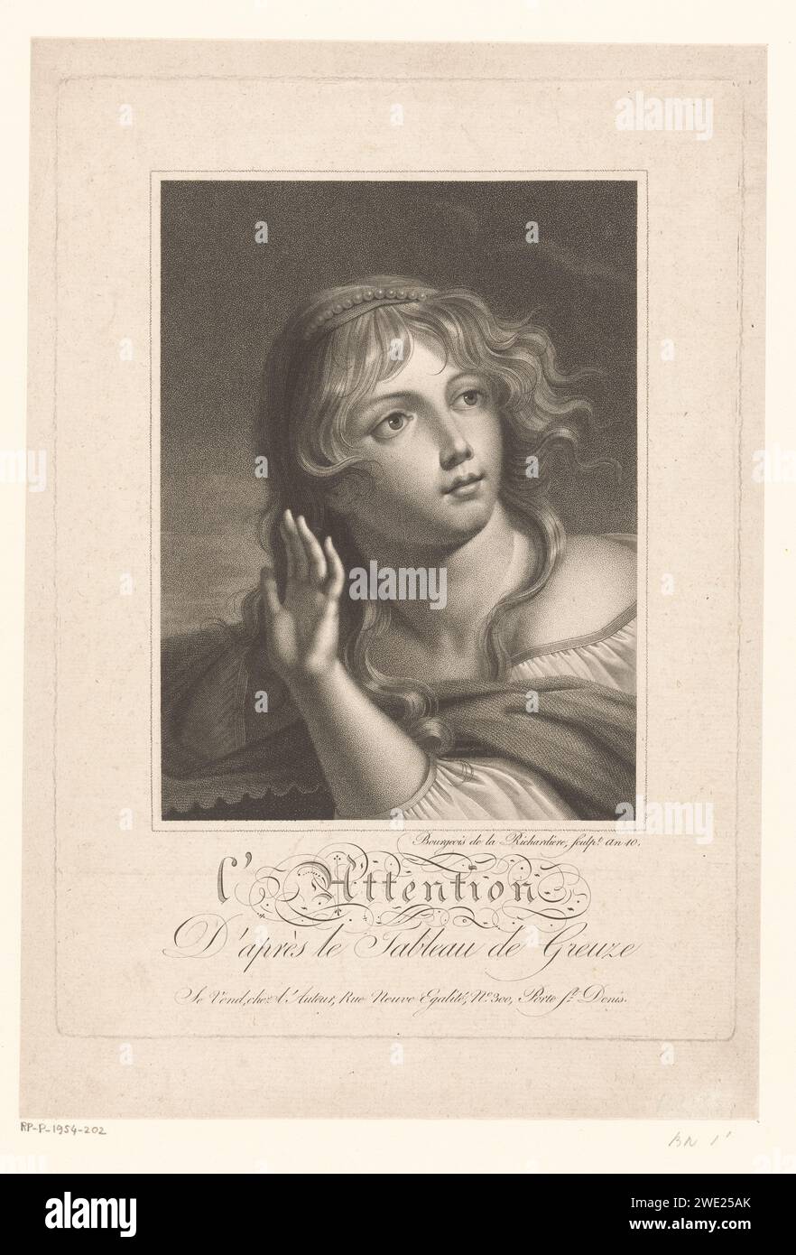 Young woman with a pearl cord in her hair, Antoine Achille Bourgeois de ...
