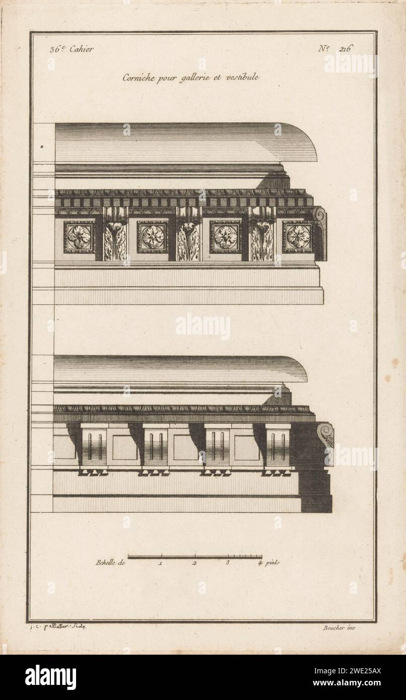 Two cornices, Jean Pelletier, After Juste Nathan François Boucher, 1772 ...