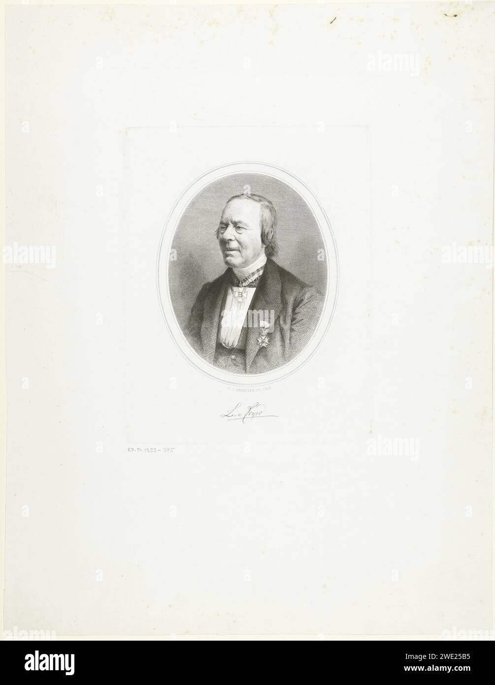 Portrait of Louis Royer, Petrus Johannes Arendzen, 1869 print Bust of ...