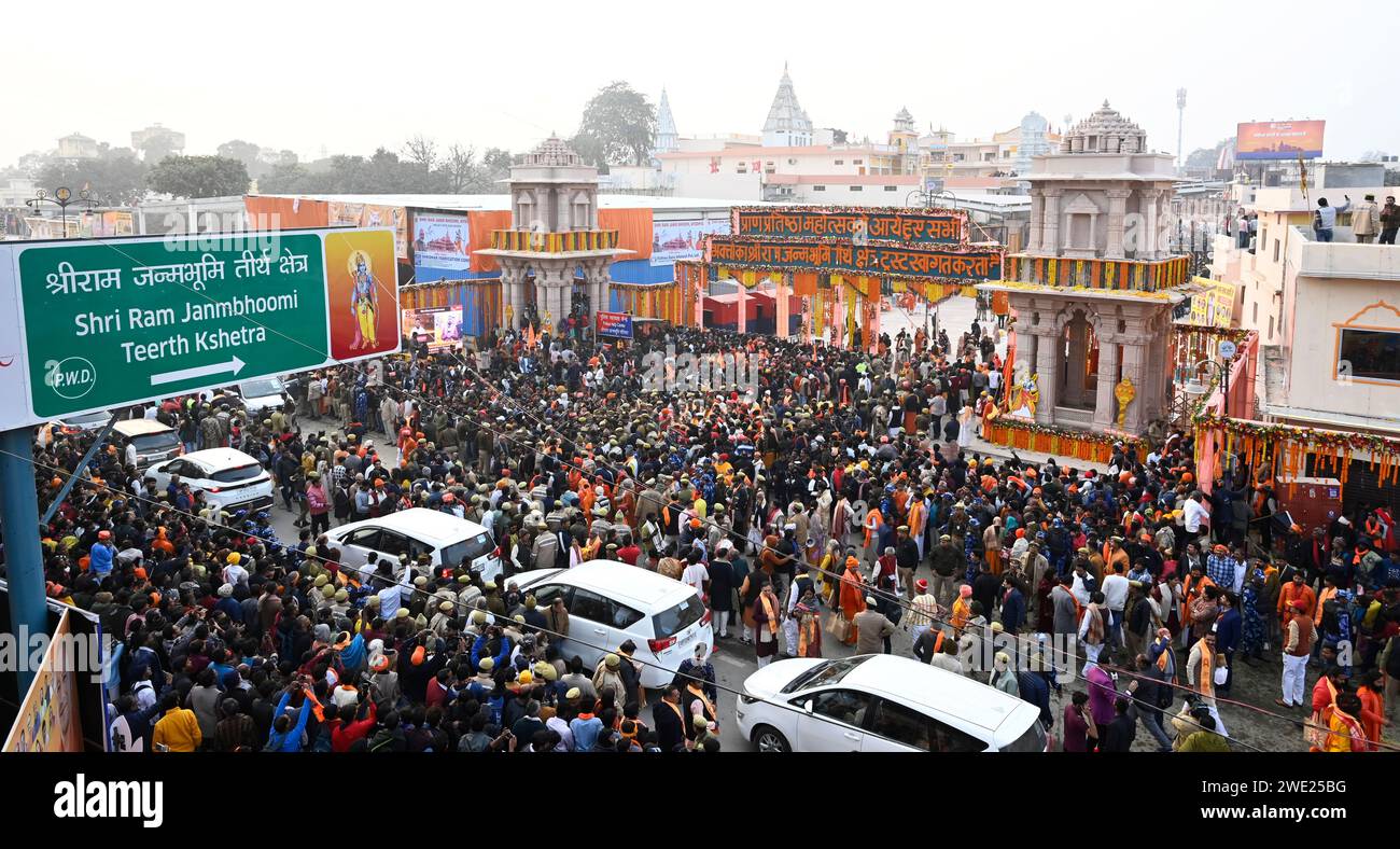 AYODHYA, INDIA - JANUARY 22: Thousand of devotees came from various ...