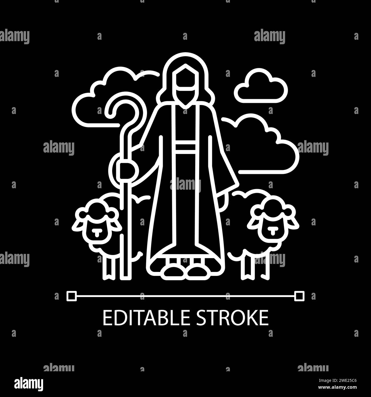 Shepherd White Linear Icon For Dark Theme Stock Vector Image And Art Alamy