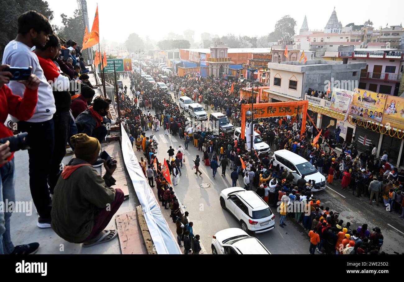 AYODHYA, INDIA - JANUARY 22: Thousand of devotees came from various ...