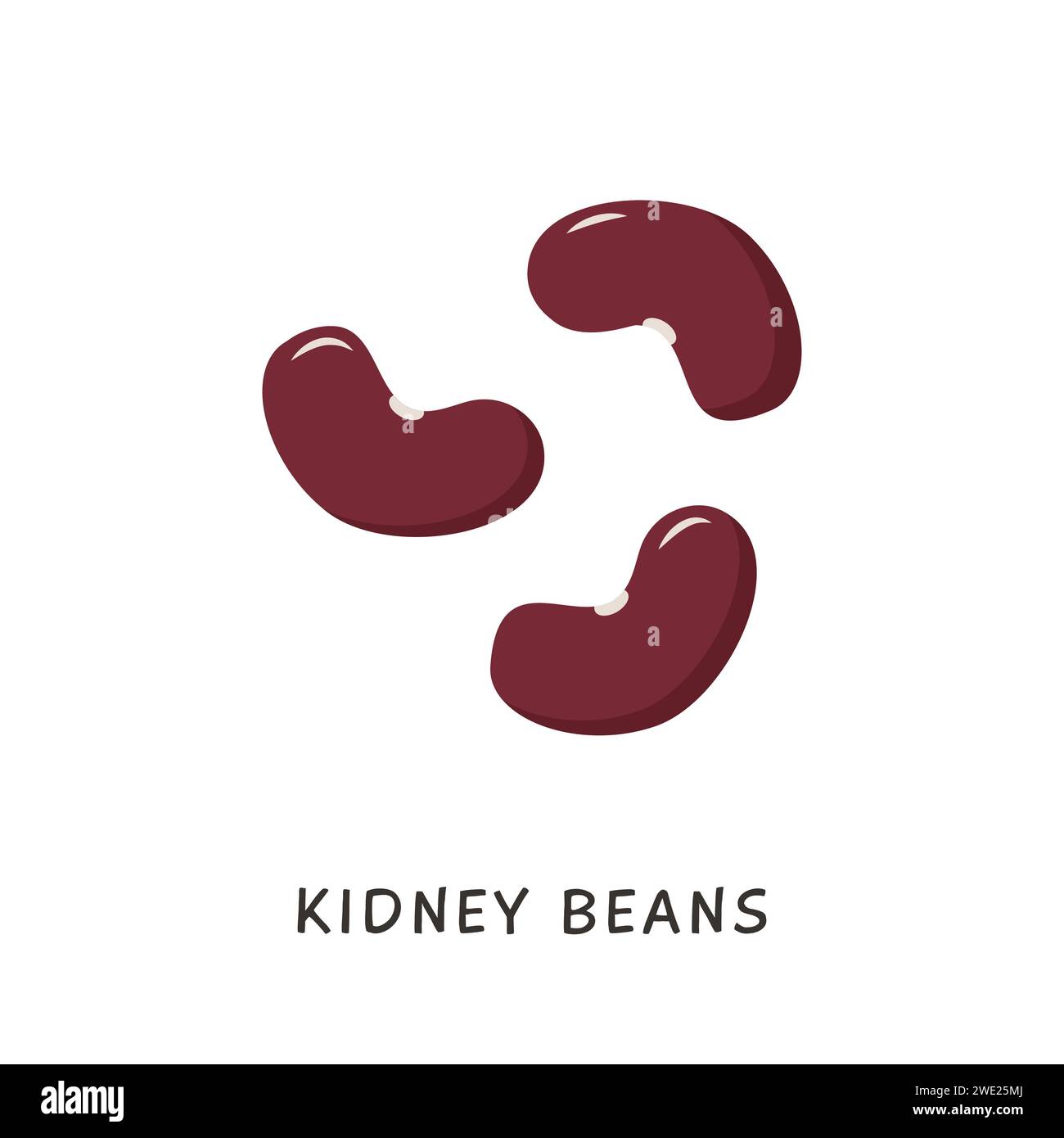 Vector cartoon Kidney Beans icon. Few dark color legume pulses isolated ...