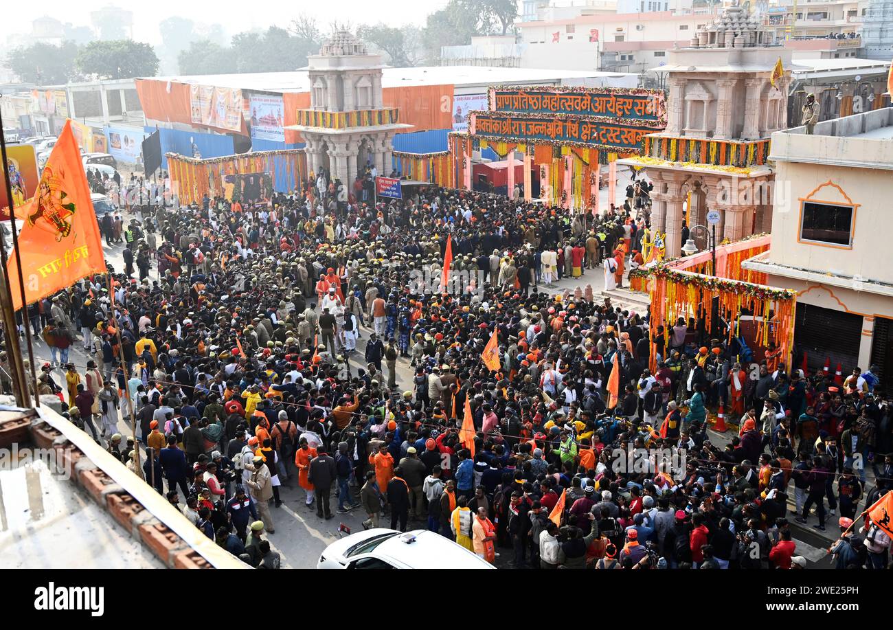 AYODHYA, INDIA - JANUARY 22: Thousand of devotees came from various ...
