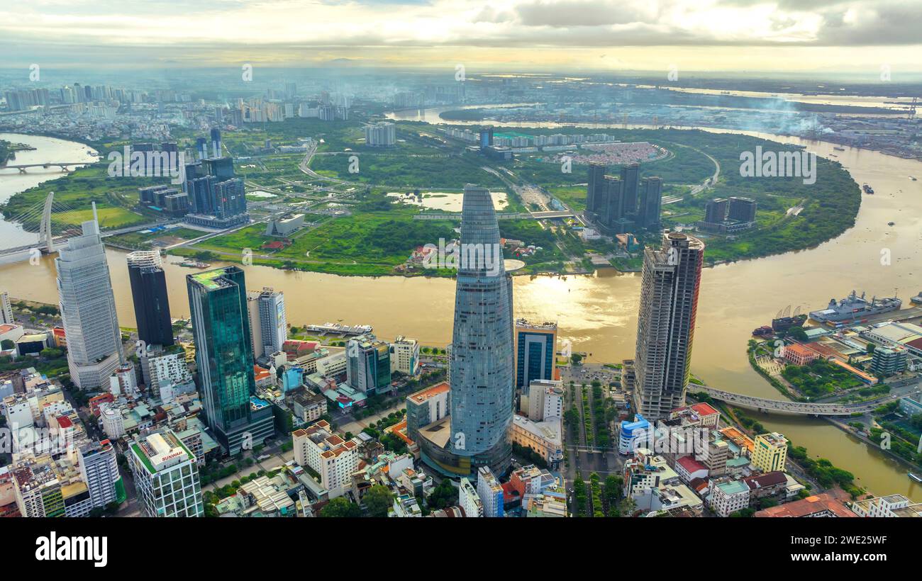 Aerial view of a Ho Chi Minh city with development buildings ...
