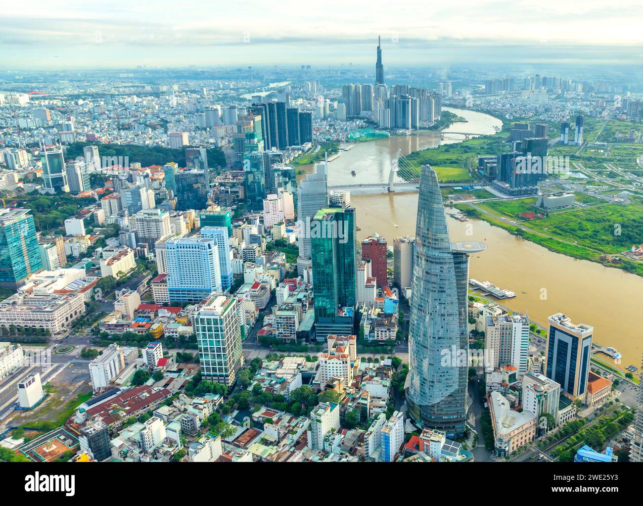 Aerial view of a Ho Chi Minh city with development buildings ...