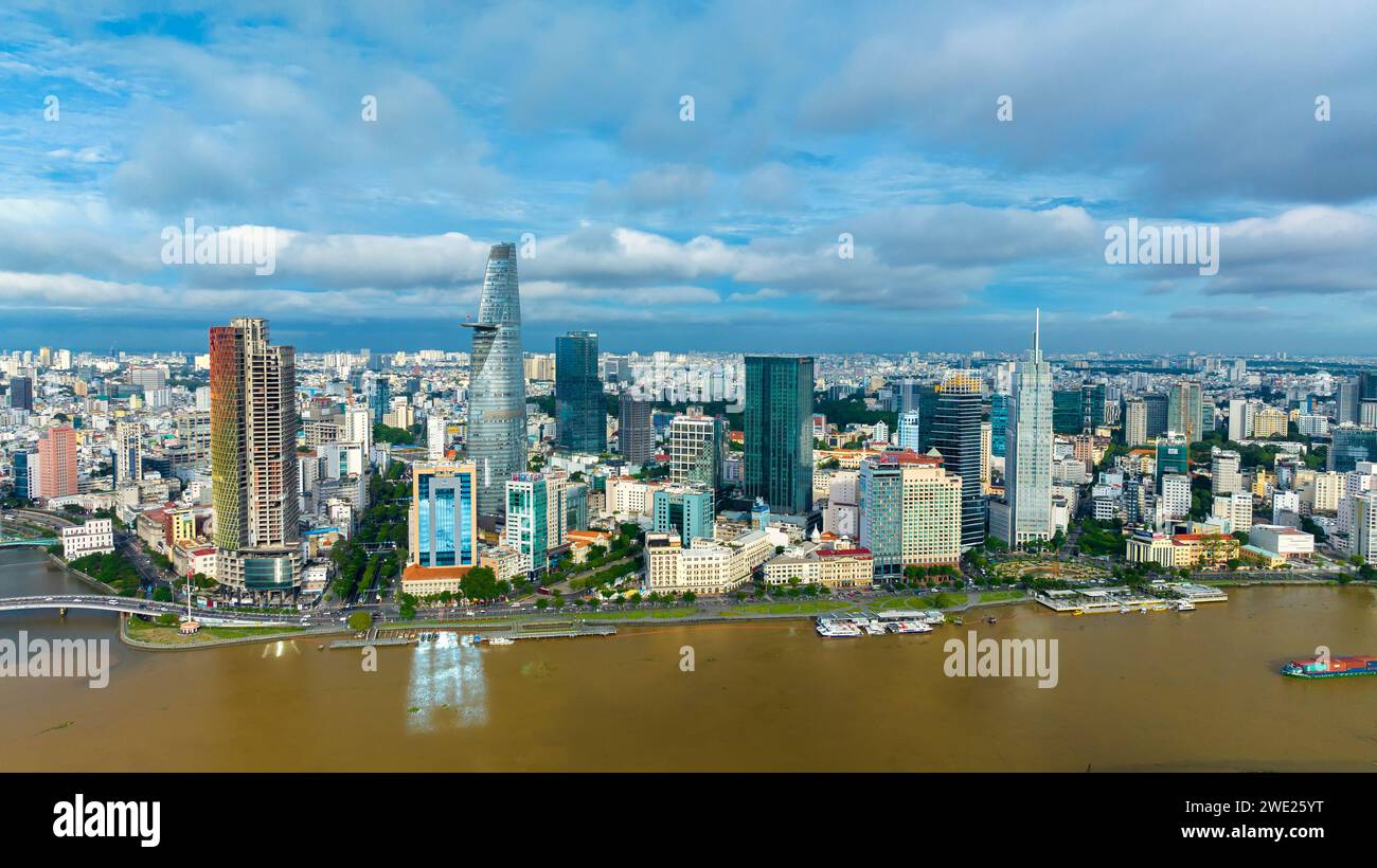 Aerial view of a Ho Chi Minh city with development buildings ...
