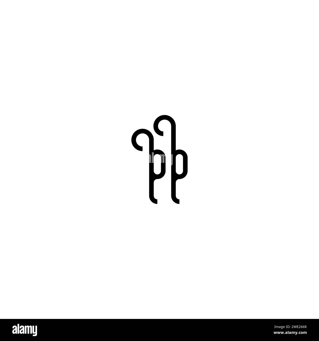 PP simple curved concept initial logo design black and white background ...