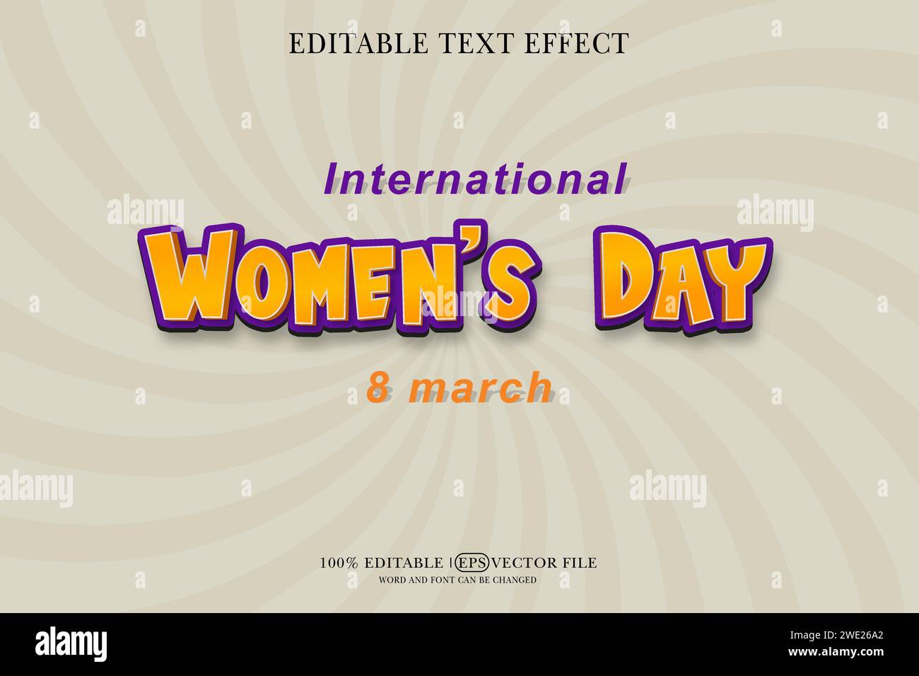 Happy Women's Day Editable 3D Style EPS Vector Text Effect Stock Vector ...