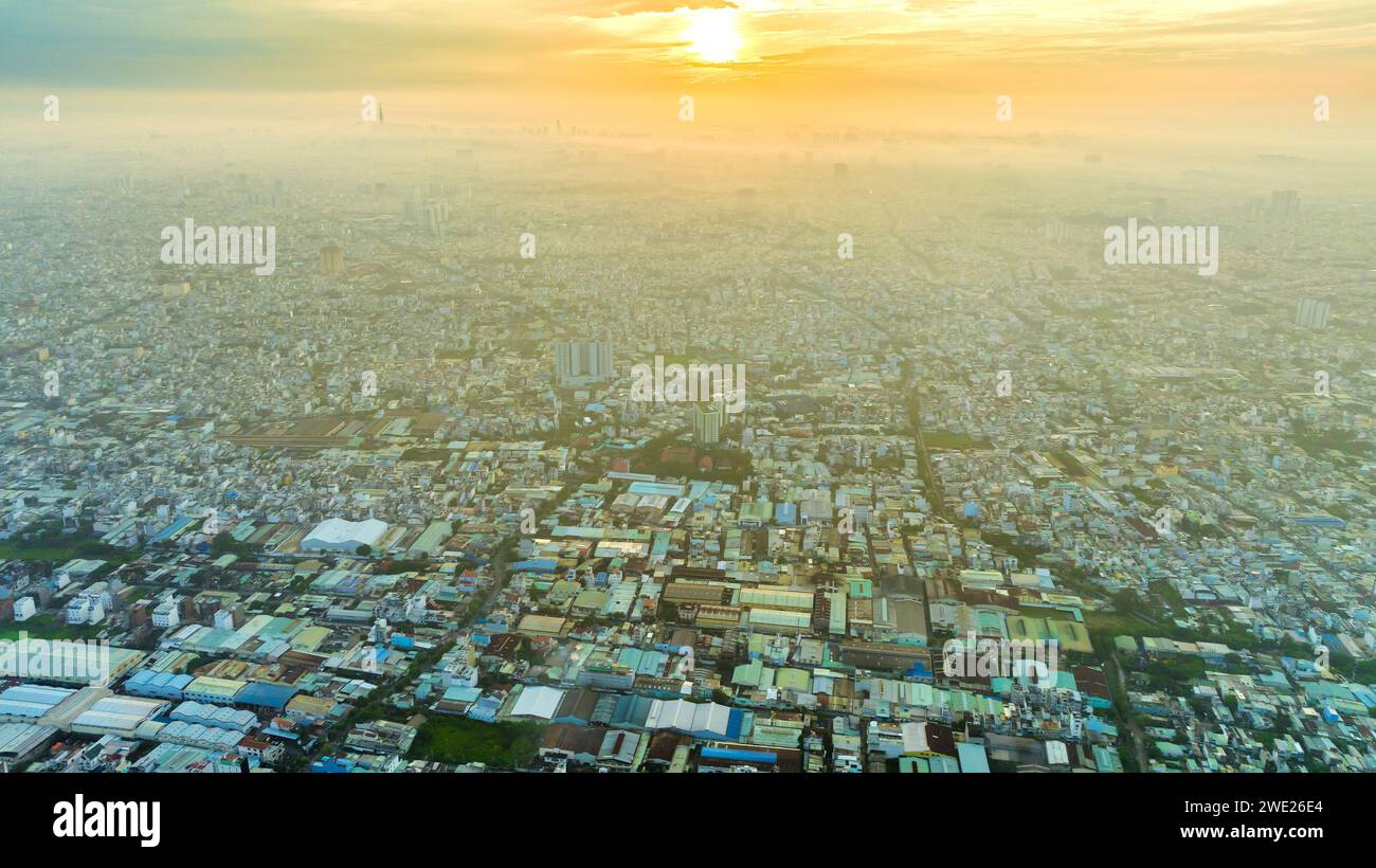Aerial view of Saigon cityscape at morning in Southern Vietnam. Urban ...