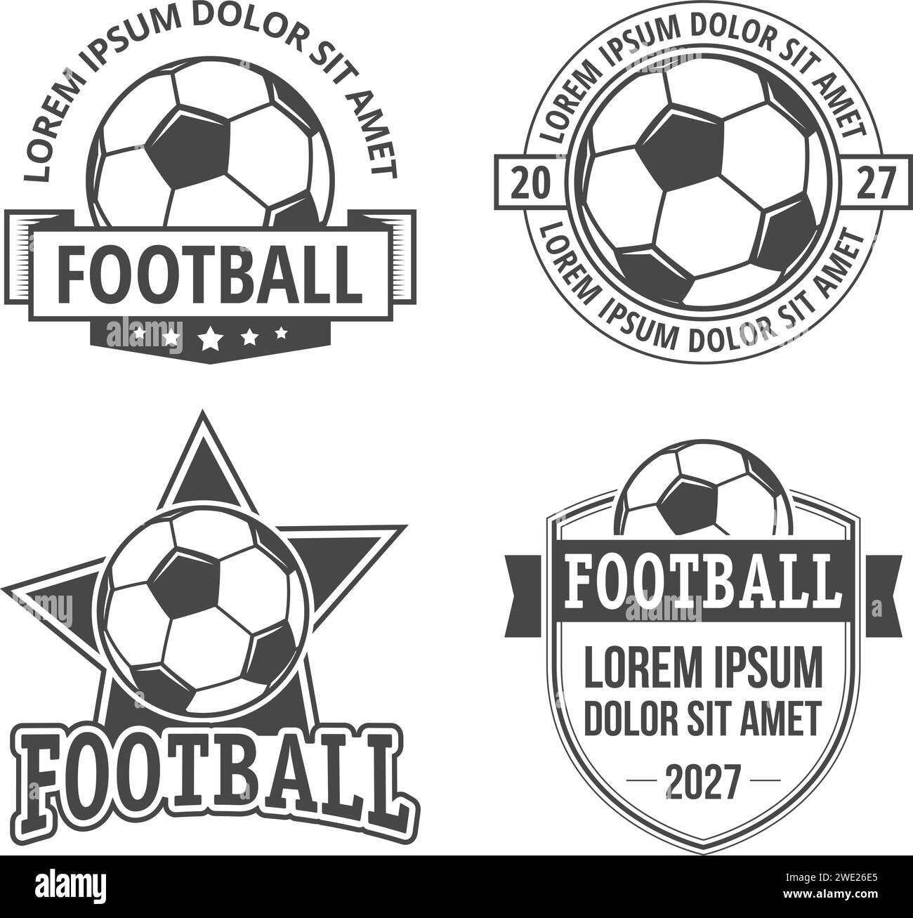 Football badge vector Black and White Stock Photos & Images - Alamy