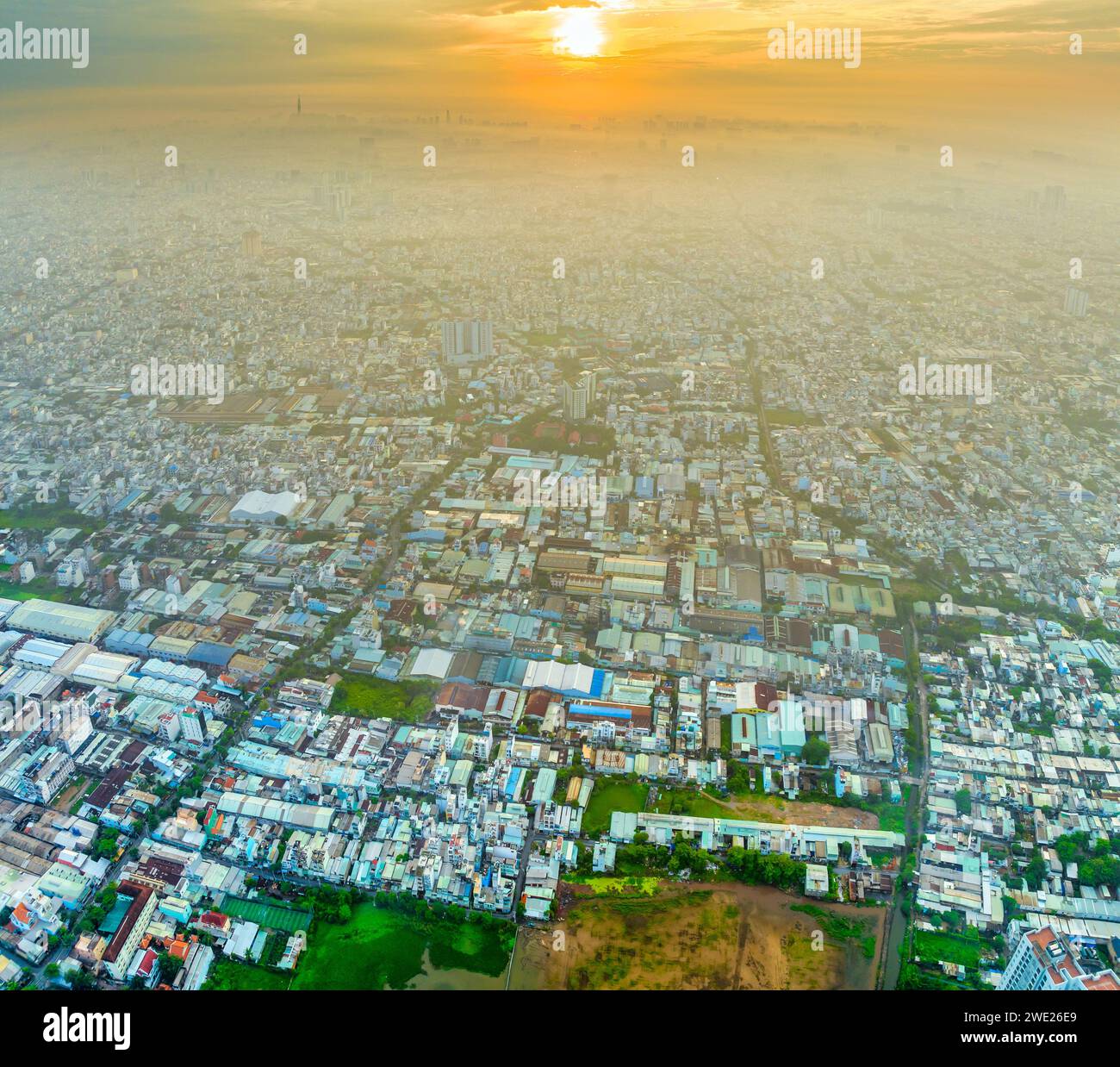 Aerial view of Saigon cityscape at morning in Southern Vietnam. Urban ...